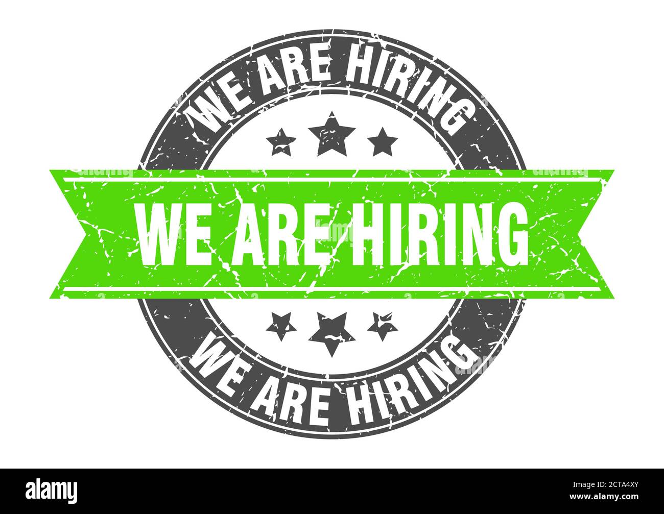 we are hiring round stamp with ribbon. sign. label Stock Vector Image ...