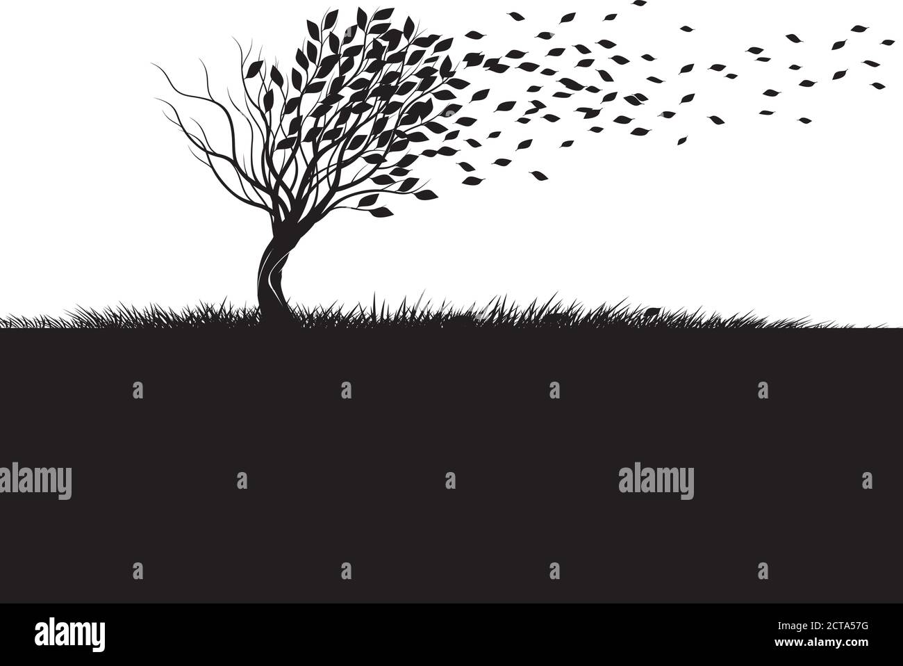 Shape of autumn Tree and your text. Vector outline Illustration. Plant ...