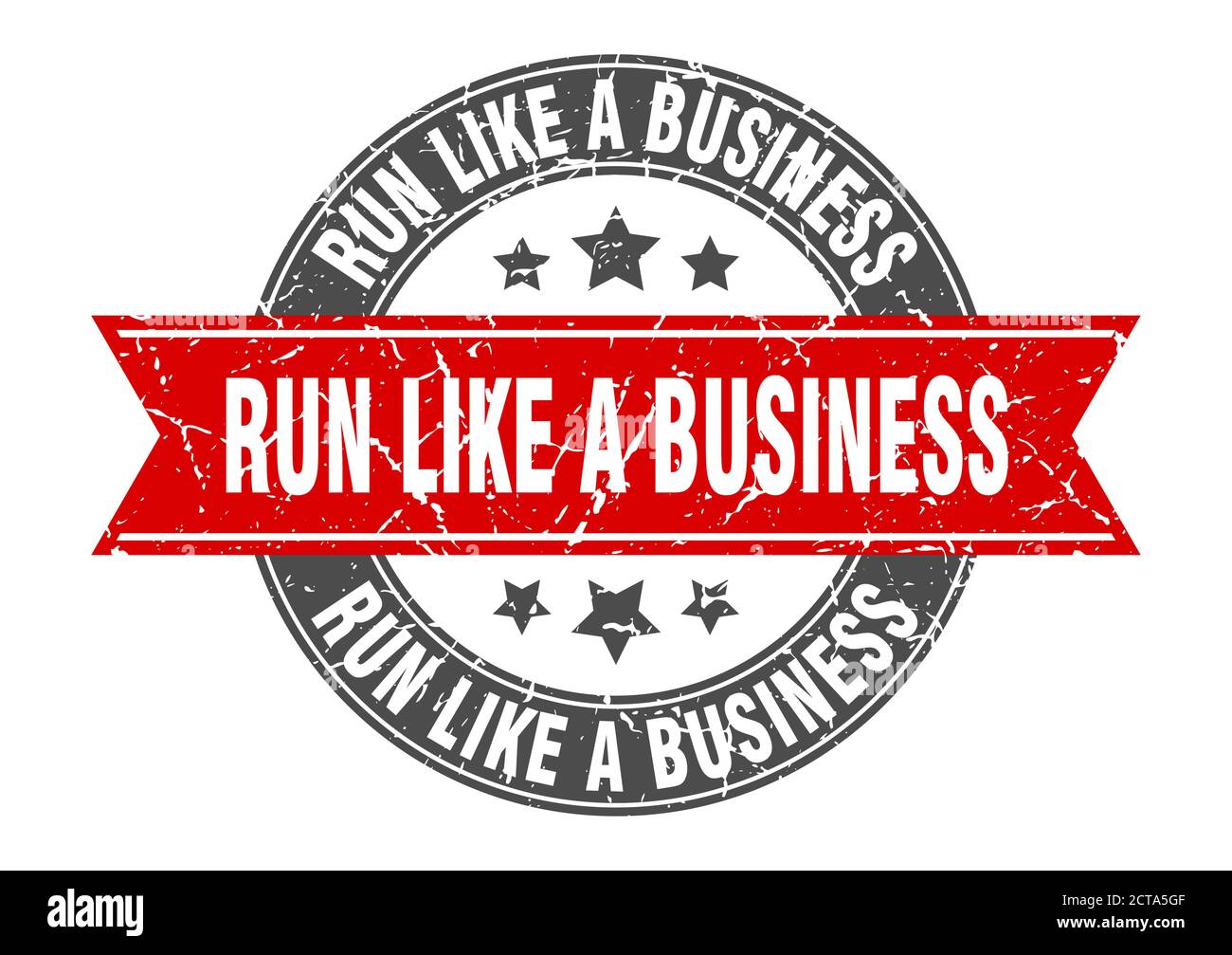 run like a business round stamp with ribbon. sign. label Stock Vector ...