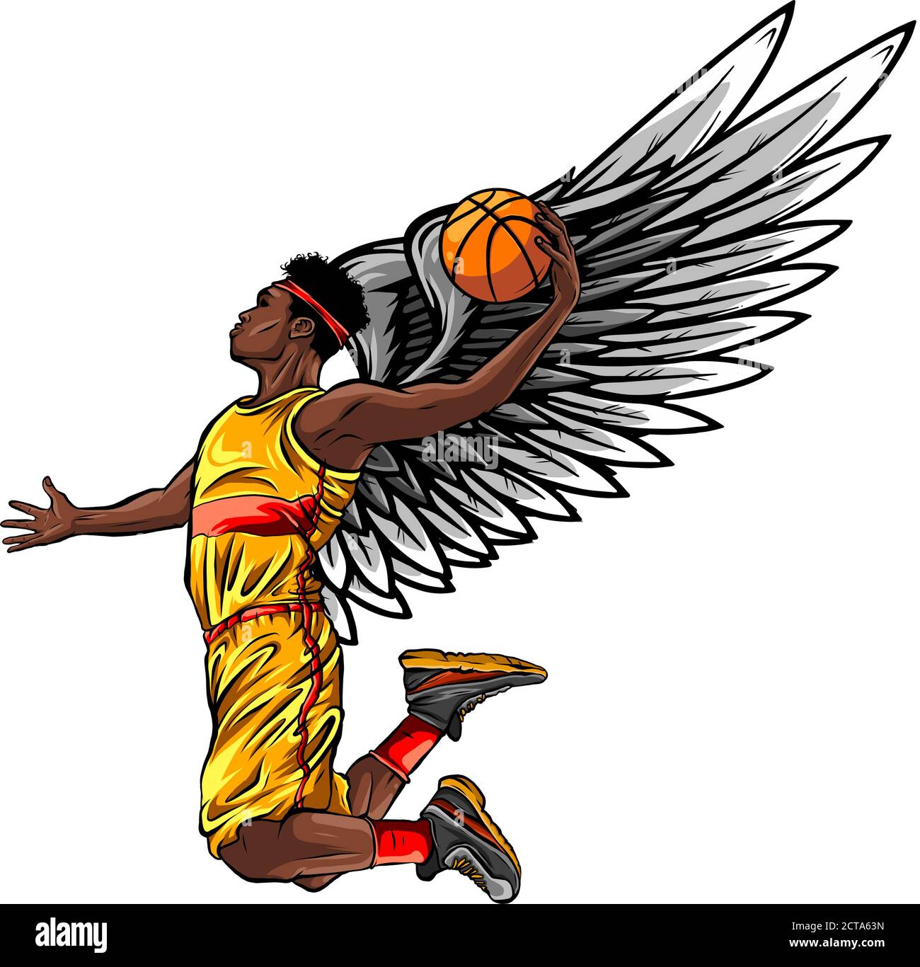 Basketball player jumps to dunk vector illustration Stock Vector Image ...
