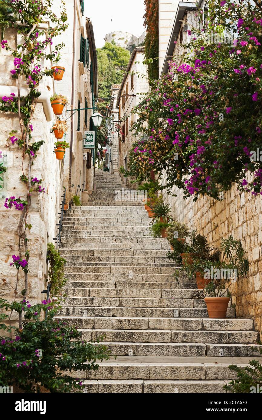 Croatia, Hvar, Stairs in old town Stock Photo - Alamy