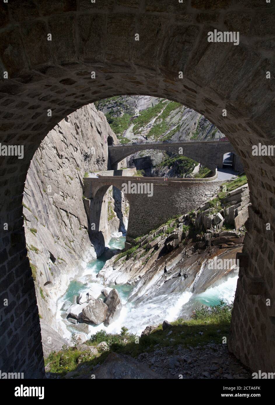 Switzerland, Uri, Devil's Bridge in Schollenen Gorge Stock Photo - Alamy