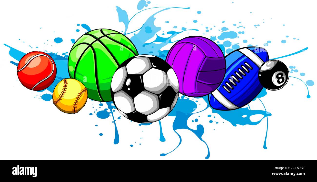 Composed set of different balls. Vector illustration Stock Vector Image ...