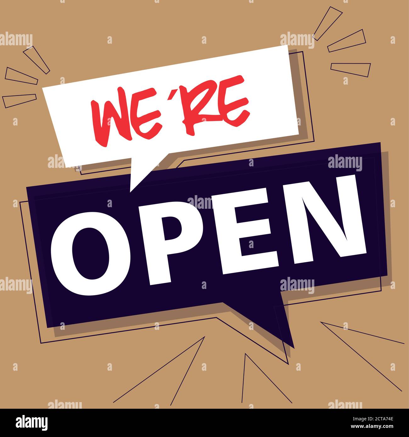 we are open, we are working again vector illustration design Stock ...