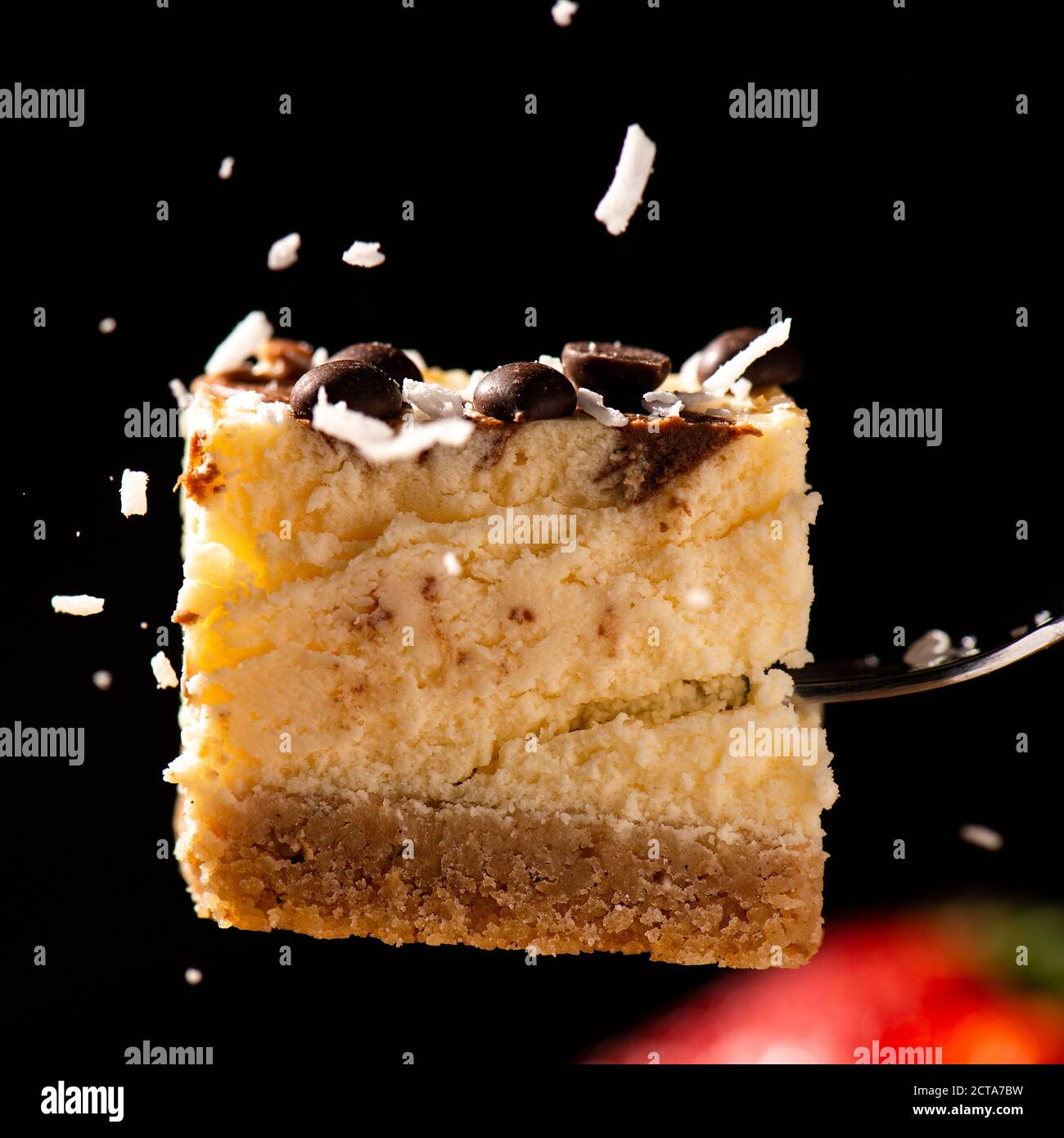 Belgian Chocolate Cheesecake. Detailed closeup macro food background ...