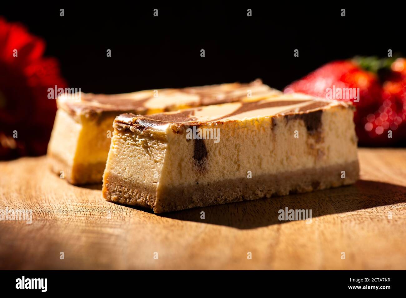 Belgian Chocolate Cheesecake. Detailed closeup macro food background ...
