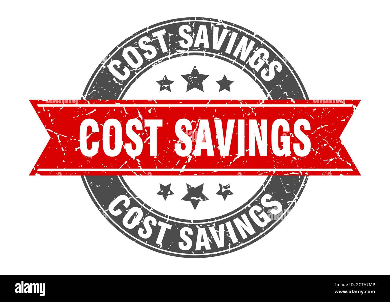 cost savings round stamp with ribbon. sign. label Stock Vector Image ...