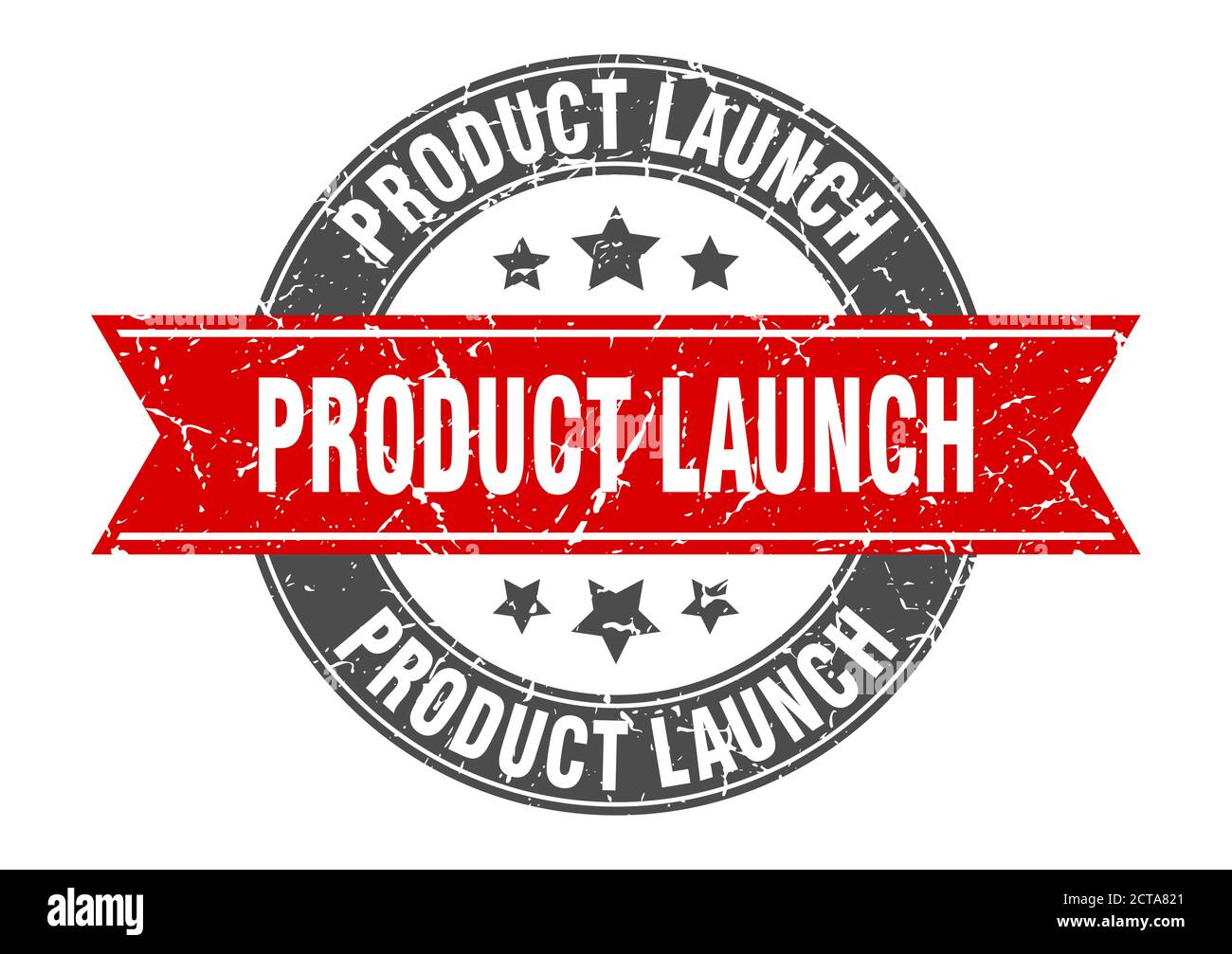 product launch round stamp with ribbon. sign. label Stock Vector Image ...