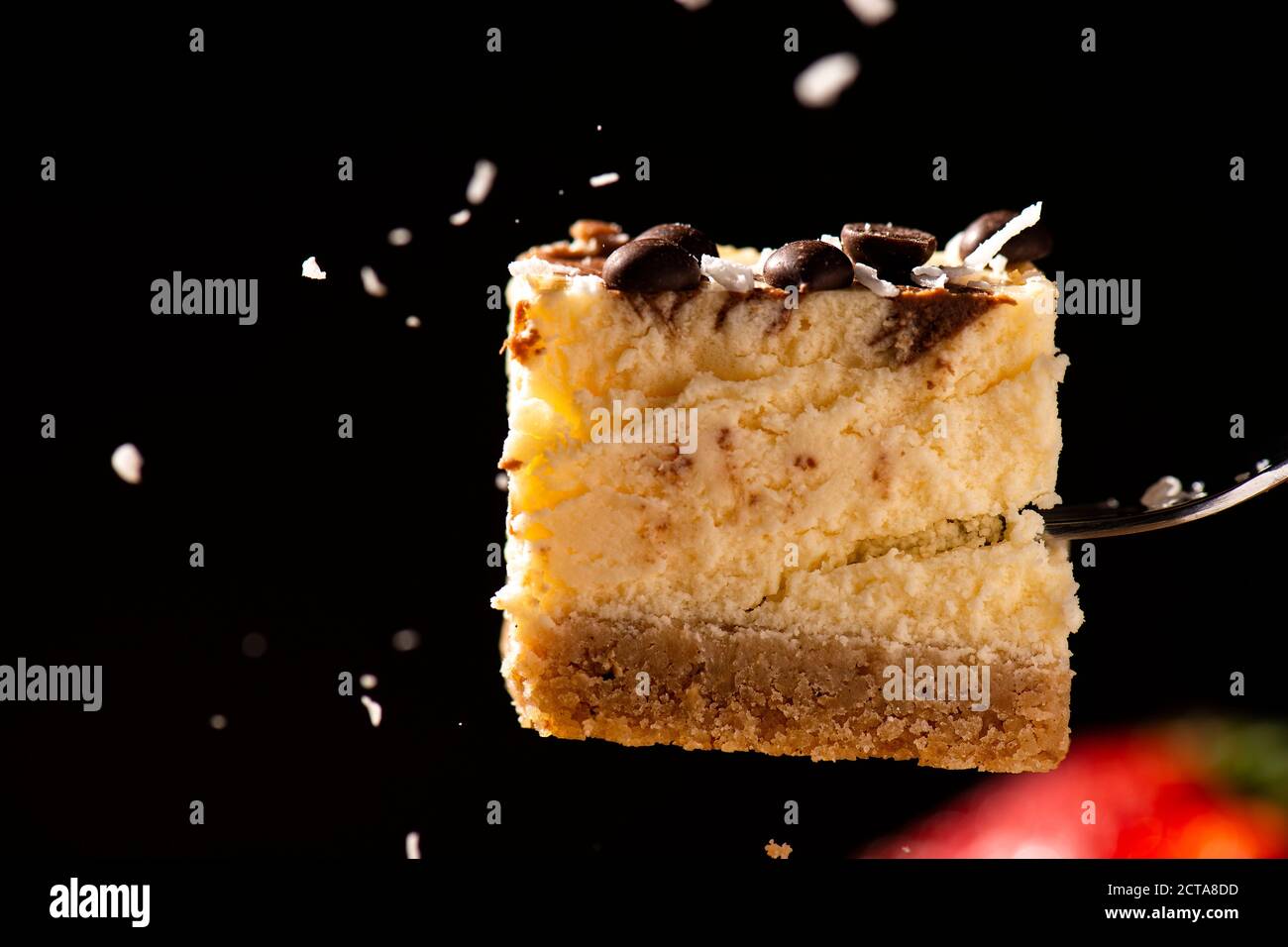 Belgian Chocolate Cheesecake. Detailed closeup macro food background ...