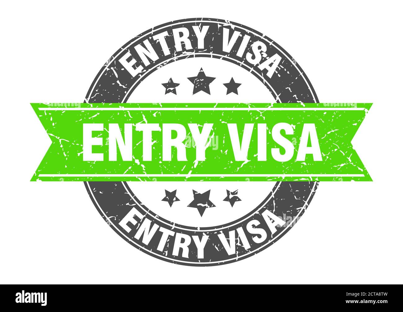 entry visa round stamp with ribbon. sign. label Stock Vector Image ...