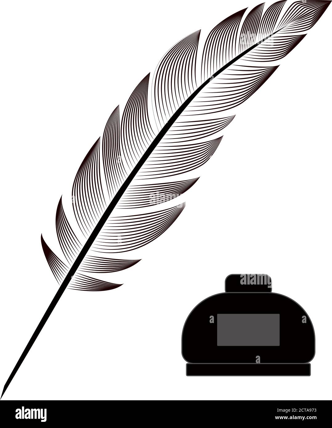 Quill pen on white background Stock Vector Images - Alamy