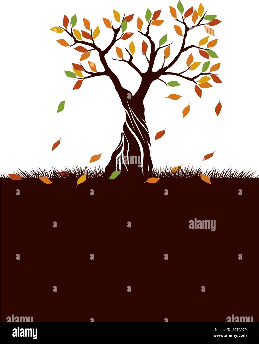 Shape of autumn Tree and your text. Vector outline Illustration. Plant ...
