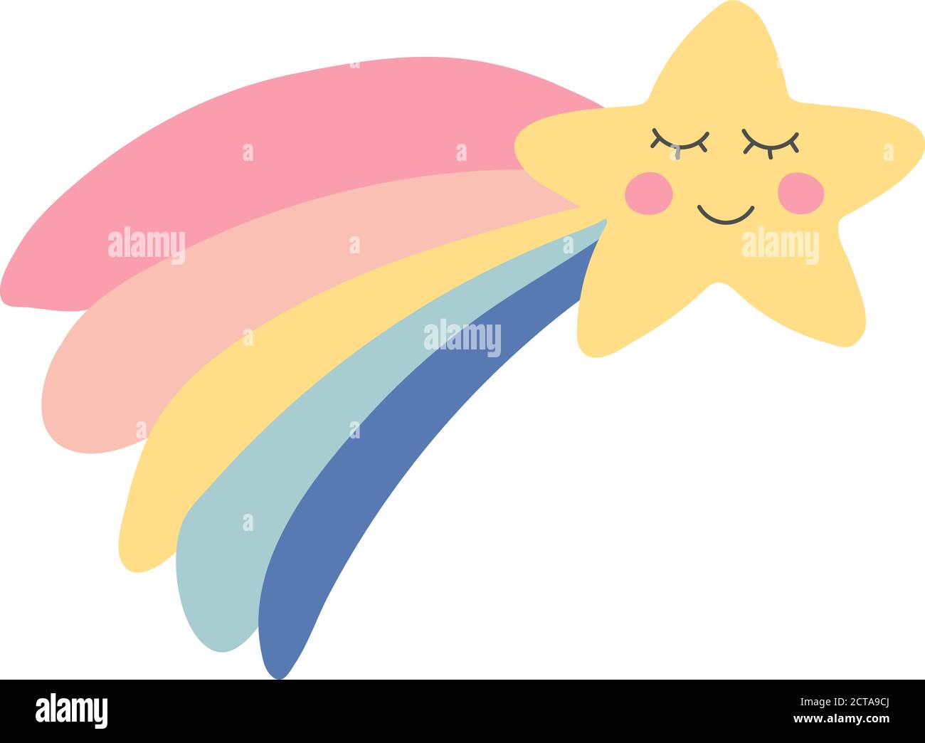 Hand drawn falling star. Cute kids nursery icon. Baby shower. Lovely ...