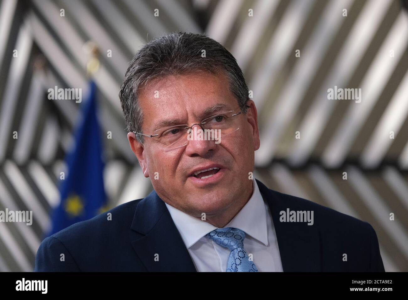 Brussels, Belgium. 22nd Sep, 2020. EU Commissioner Maros Sefcovic ...