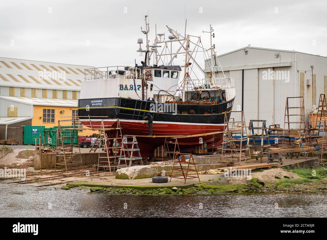 Fishing Boat undergoing Repairs, Girvan, Dumfries & Galloway, Scotland ...