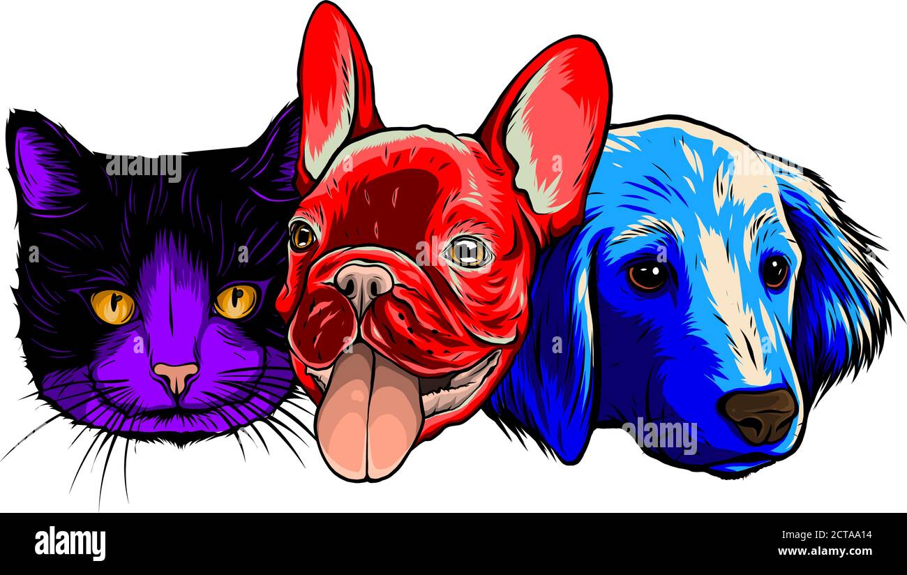 smiling cat and dog vector illustration graphics Stock Vector Image ...