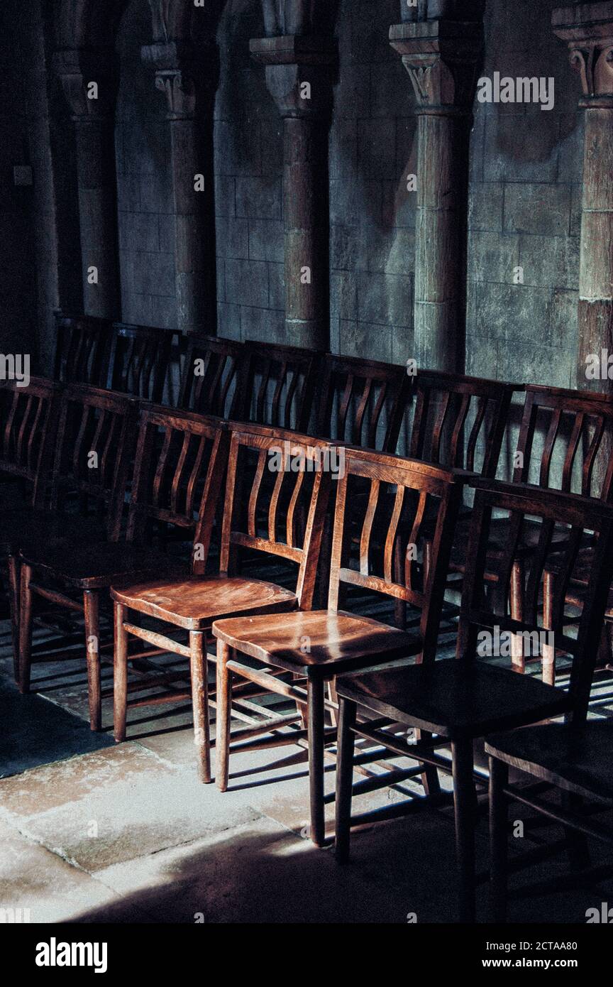 Two seats in a church with sunlight upon them Stock Photo - Alamy