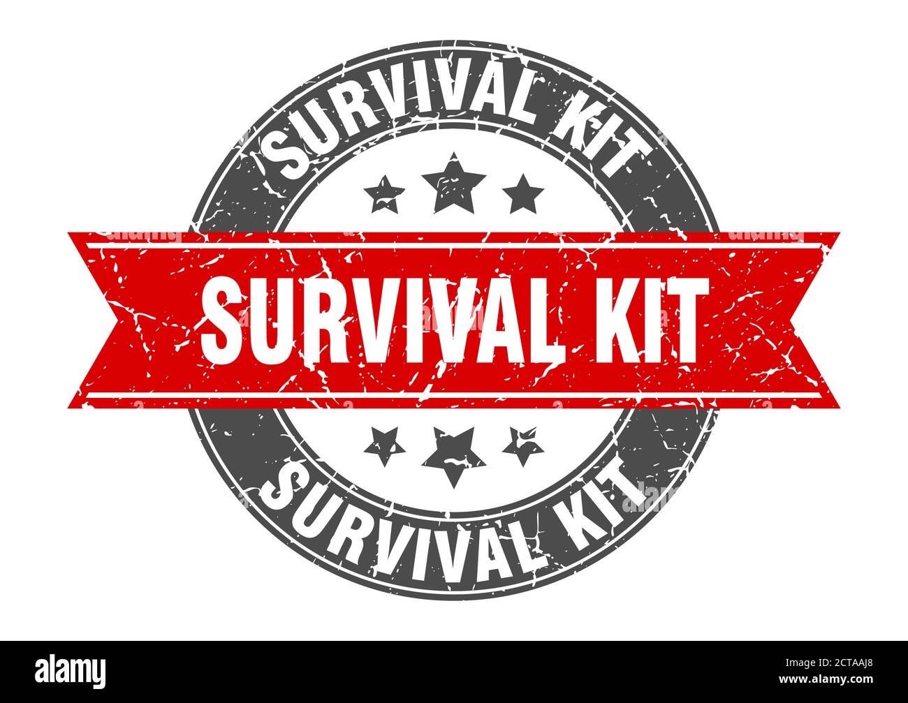 survival kit round stamp with ribbon. sign. label Stock Vector Image ...