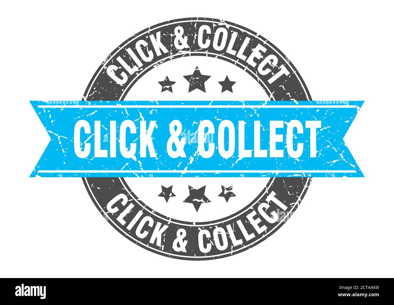 click & collect round stamp with ribbon. sign. label Stock Vector Image ...