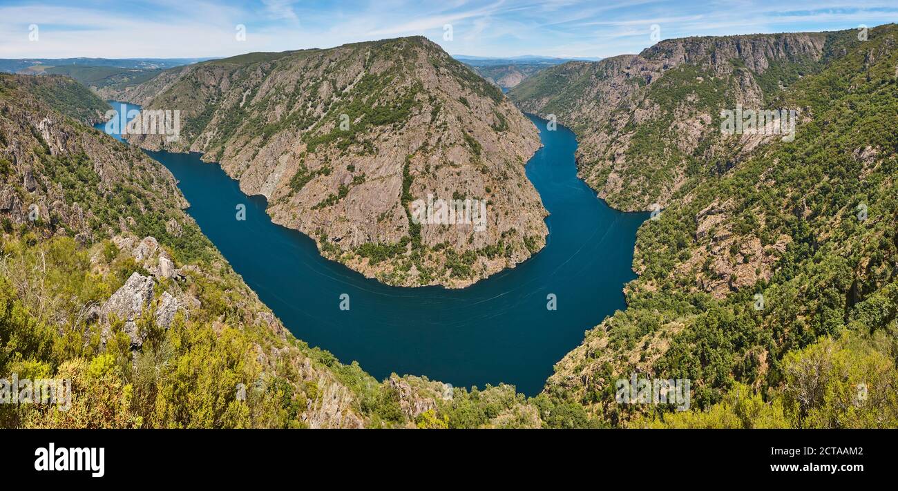 Ribeira sacra panoramic landscape. Vilouxe viewpoint, river Sil canyon ...