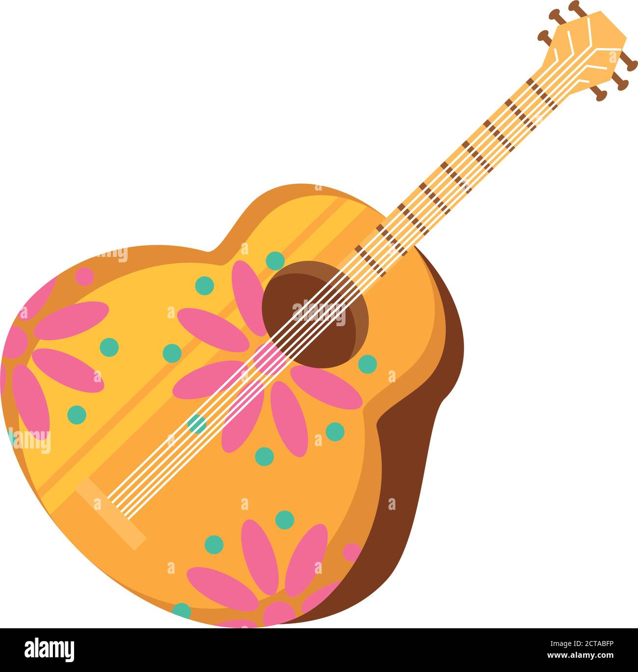 Mexican guitar detailed style icon design, Mexico culture theme Vector ...