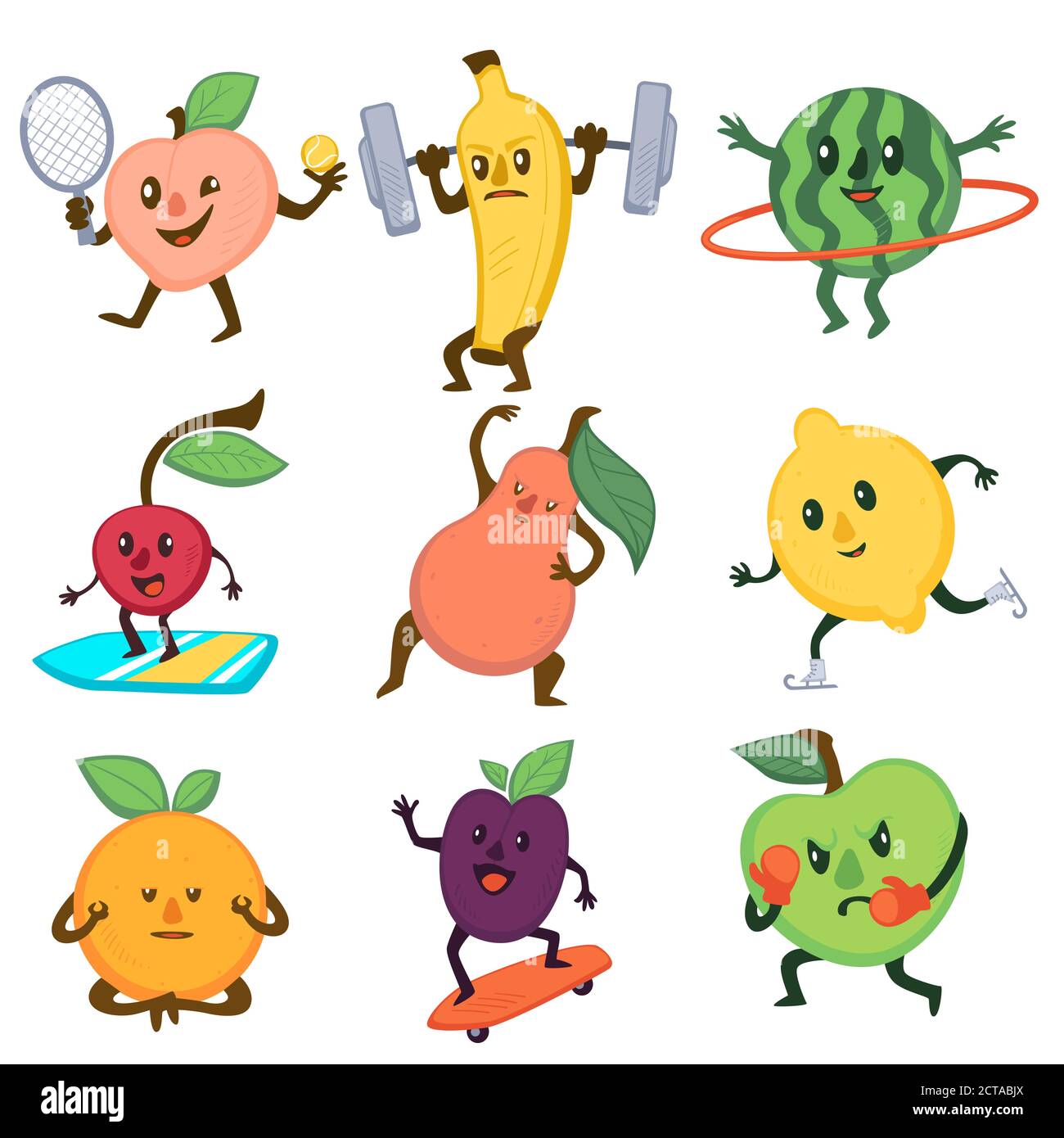 Sportive fruits active lifestyle of vegetables sports vector Stock ...