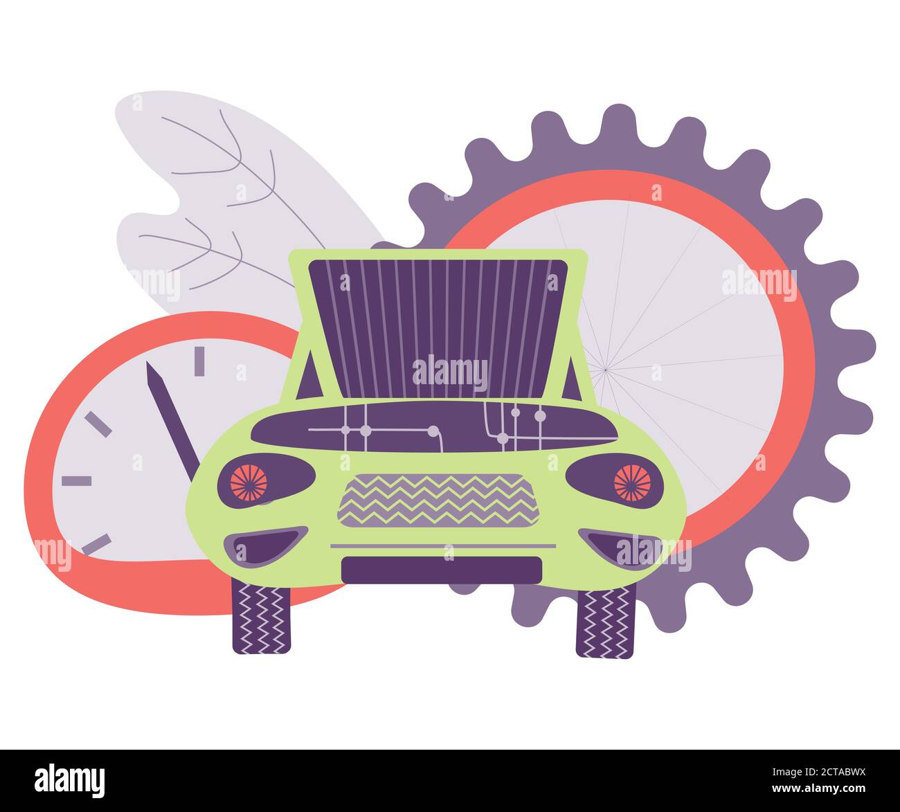 Car in workshop flat vector illustration isolated on background ...