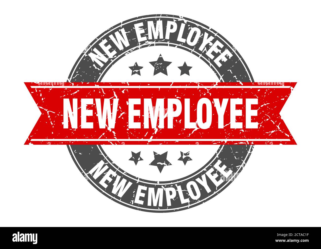 new employee round stamp with ribbon. sign. label Stock Vector Image ...