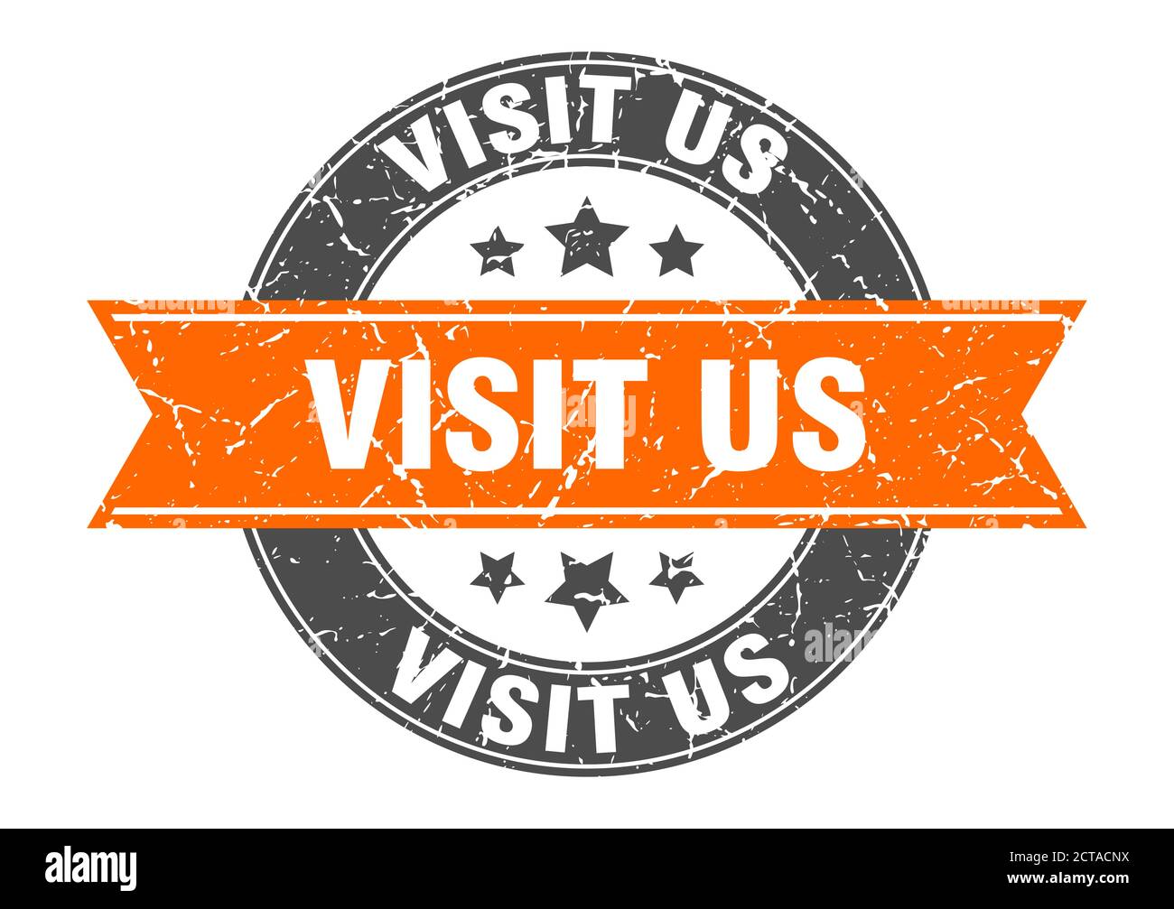 visit us round stamp with ribbon. sign. label Stock Vector Image & Art ...