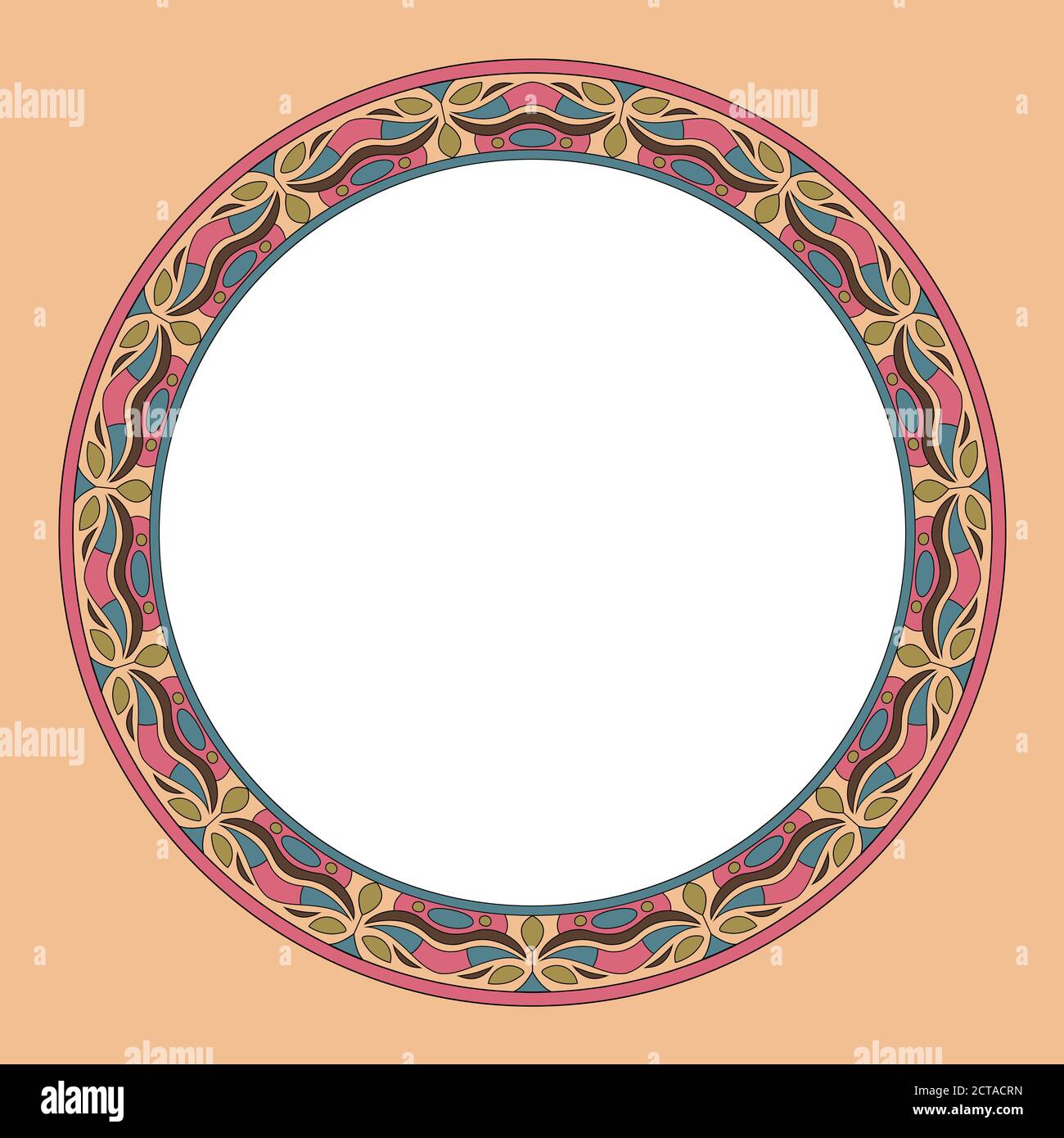 Geometric folklore ornament. Ethnic vector texture. Circular frame in ...