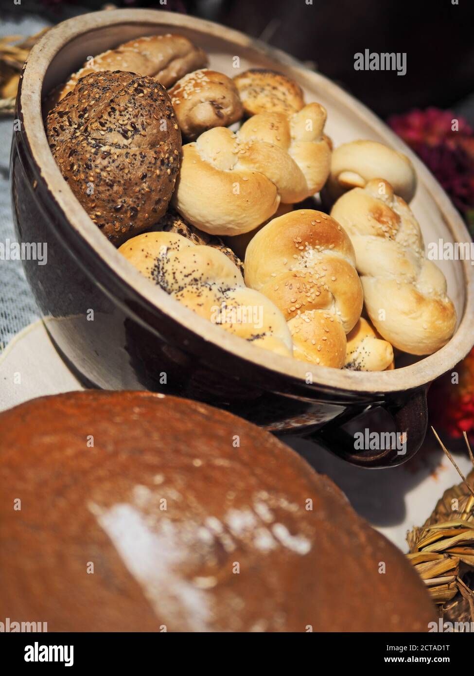Still life with handmade pastries at farmer market Stock Photo - Alamy