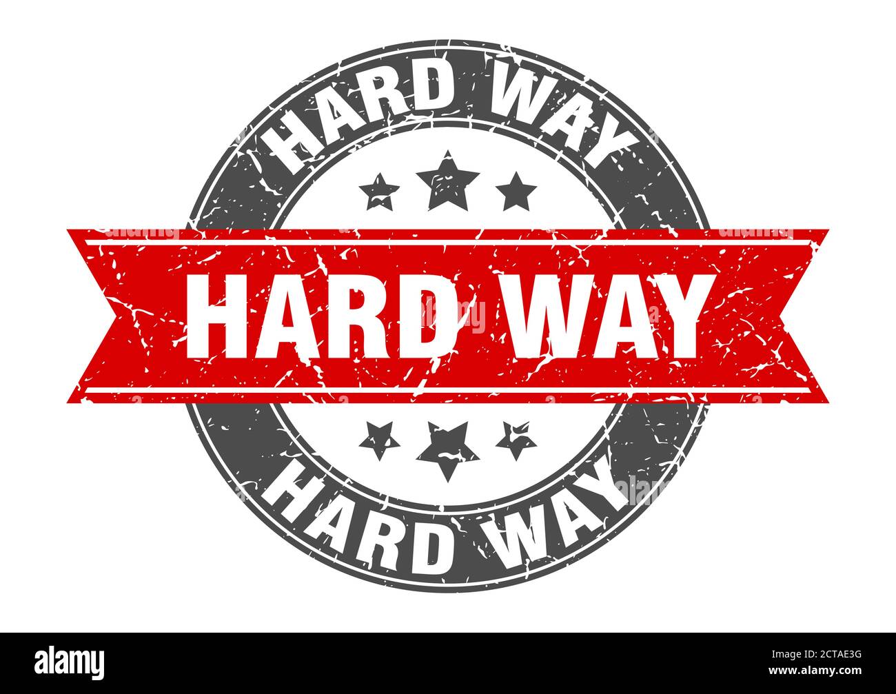 hard way round stamp with ribbon. sign. label Stock Vector Image & Art ...