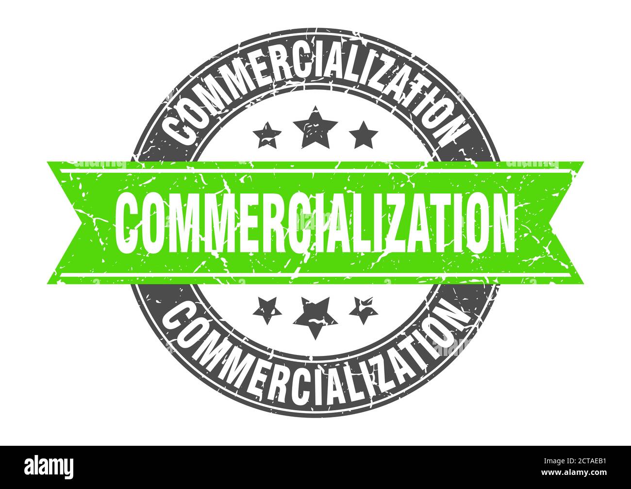 commercialization round stamp with ribbon. sign. label Stock Vector ...