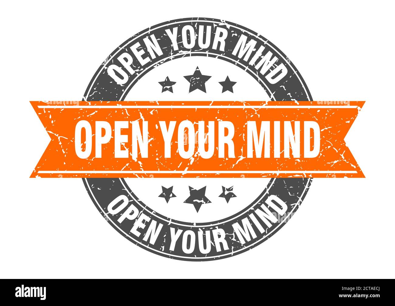 open your mind round stamp with ribbon. sign. label Stock Vector Image ...