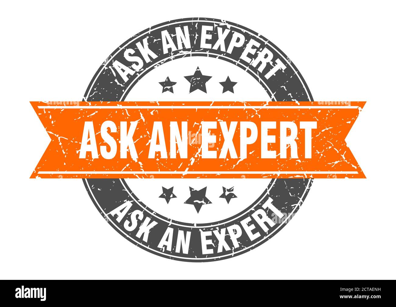 ask an expert round stamp with ribbon. sign. label Stock Vector Image ...