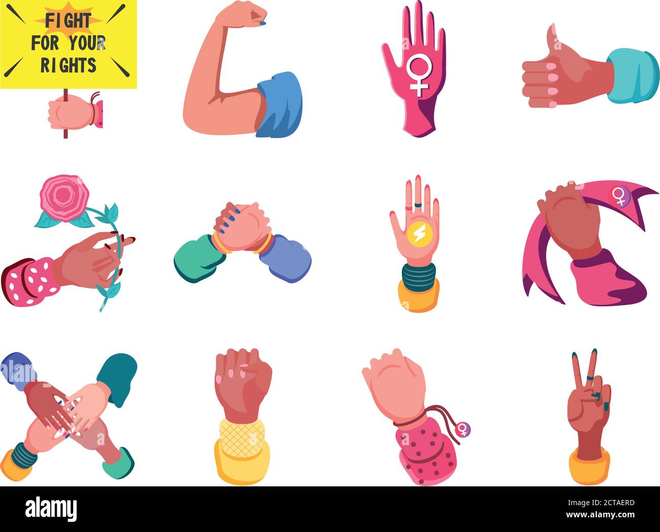 feminism detailed style set icons design international movement theme ...