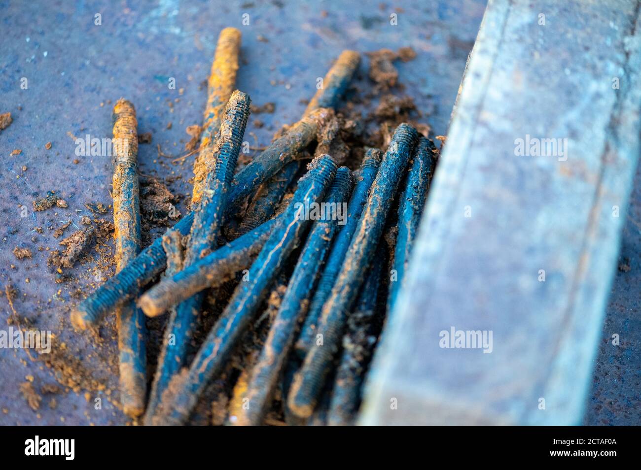 Old metal studs covered in rust, close-up, selective focus Stock Photo ...