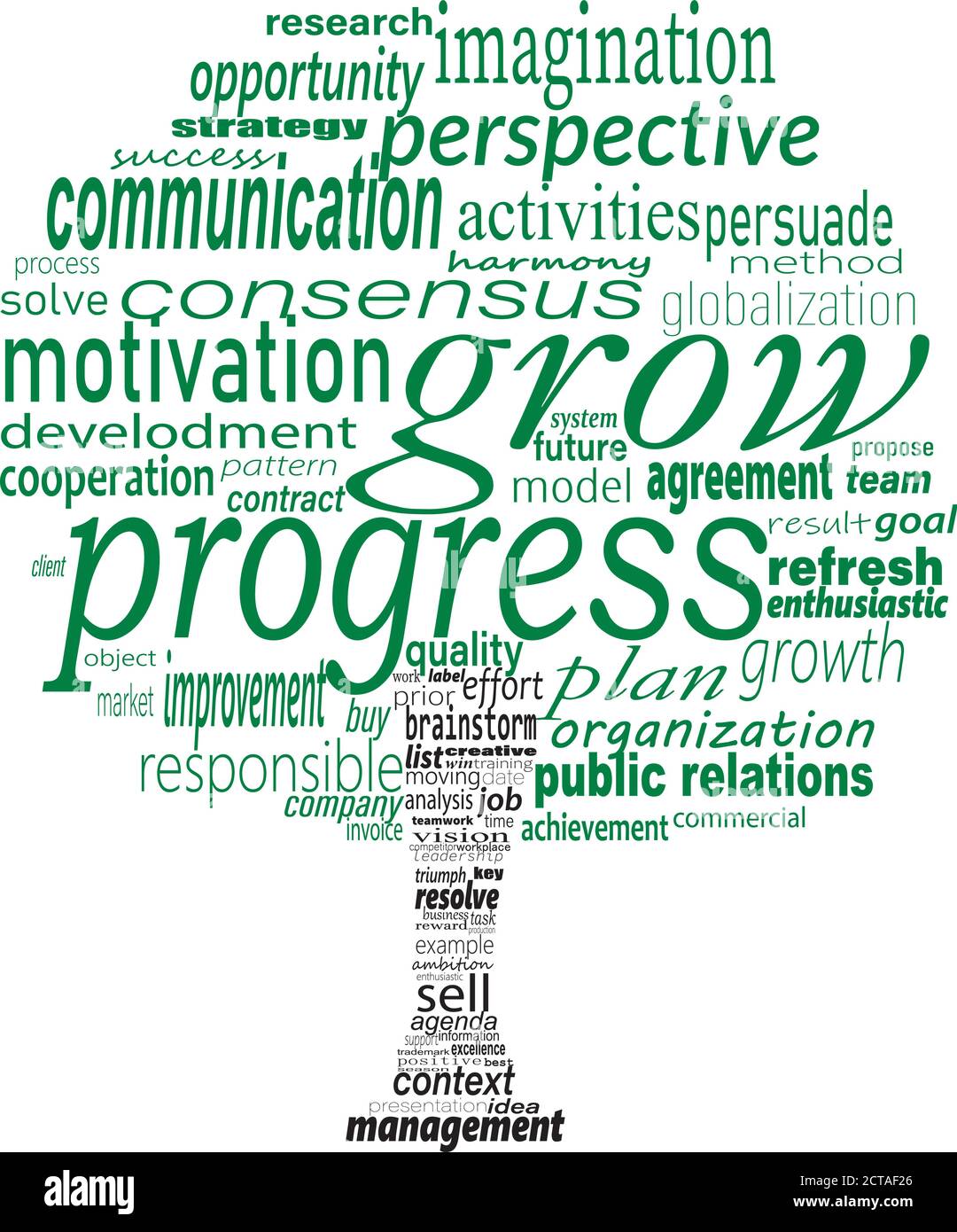 Tree shape with business concept words isolated on white background ...