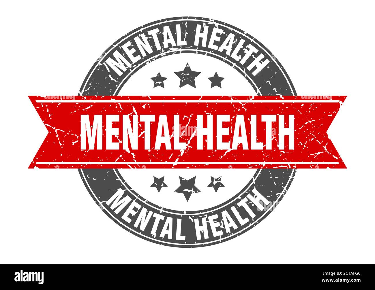 mental health round stamp with ribbon. sign. label Stock Vector Image ...