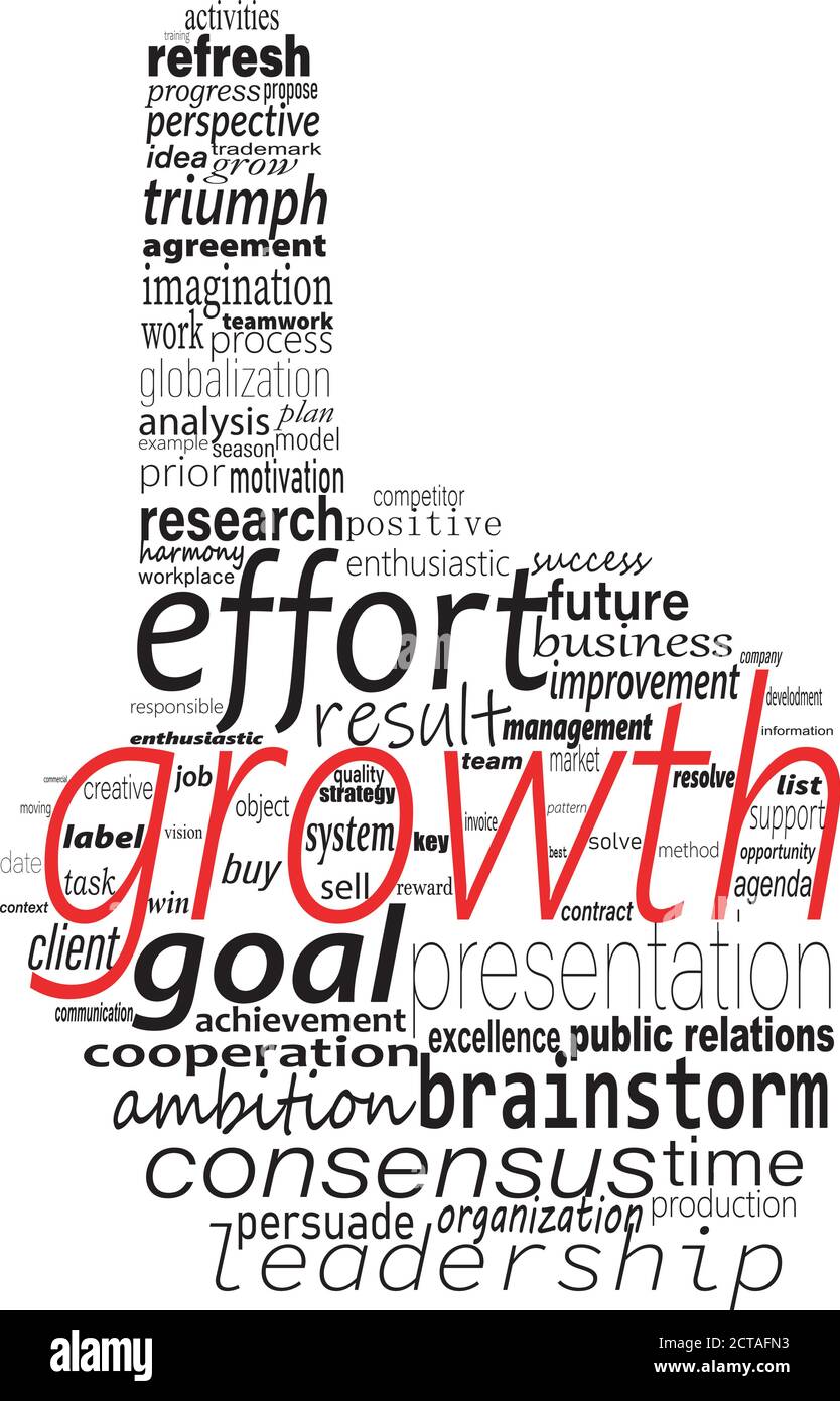 Finger Pointing To Up shape with business concept words isolated on ...