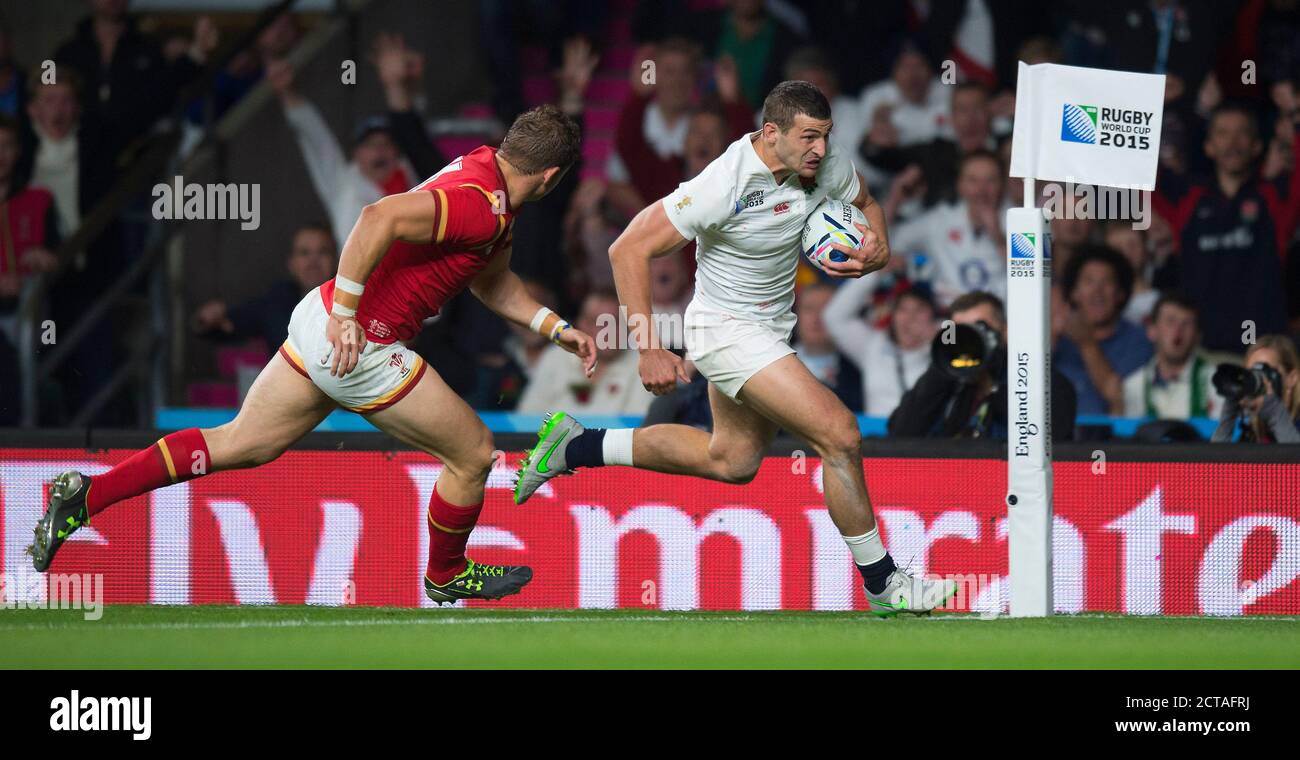 Jonny May scores a try for England England v Wales Rugby World Cup 2015 ...