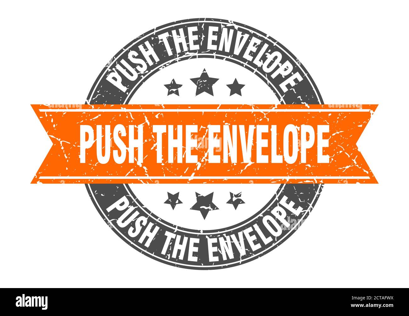 push the envelope round stamp with ribbon. sign. label Stock Vector ...