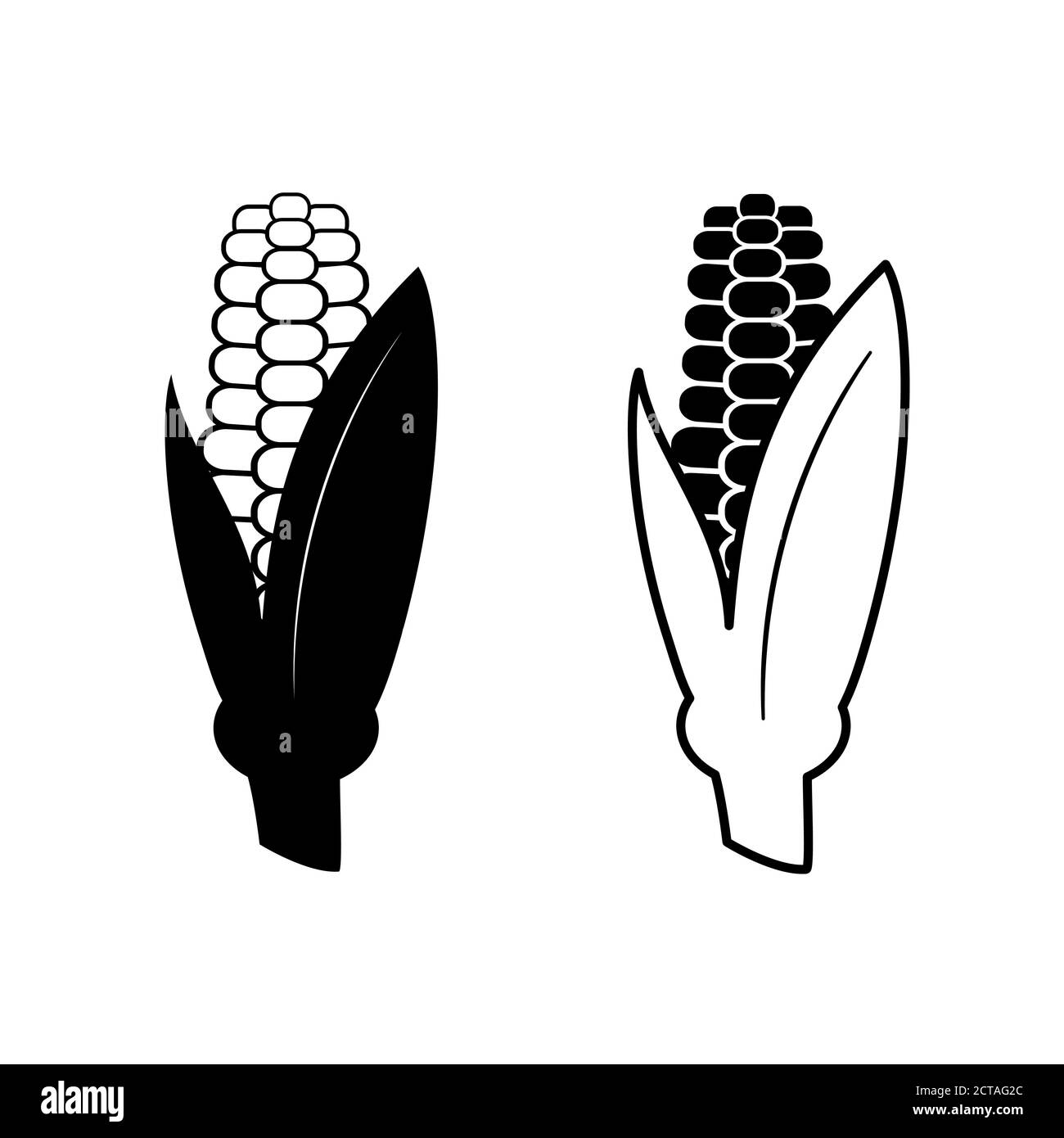 Corn set of icons, isolated on white background. Vector illustration ...