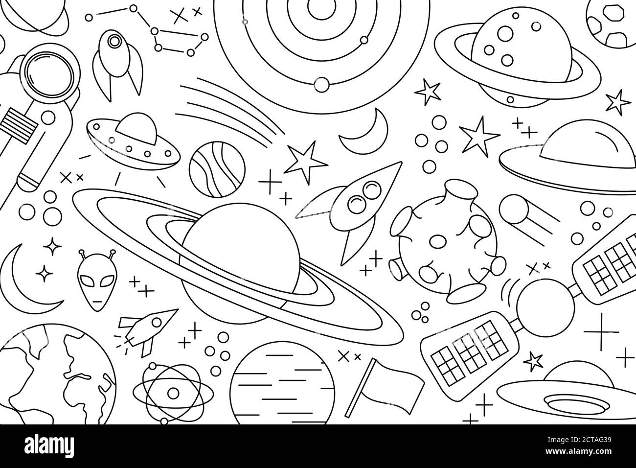 Planets Outlines Black Line