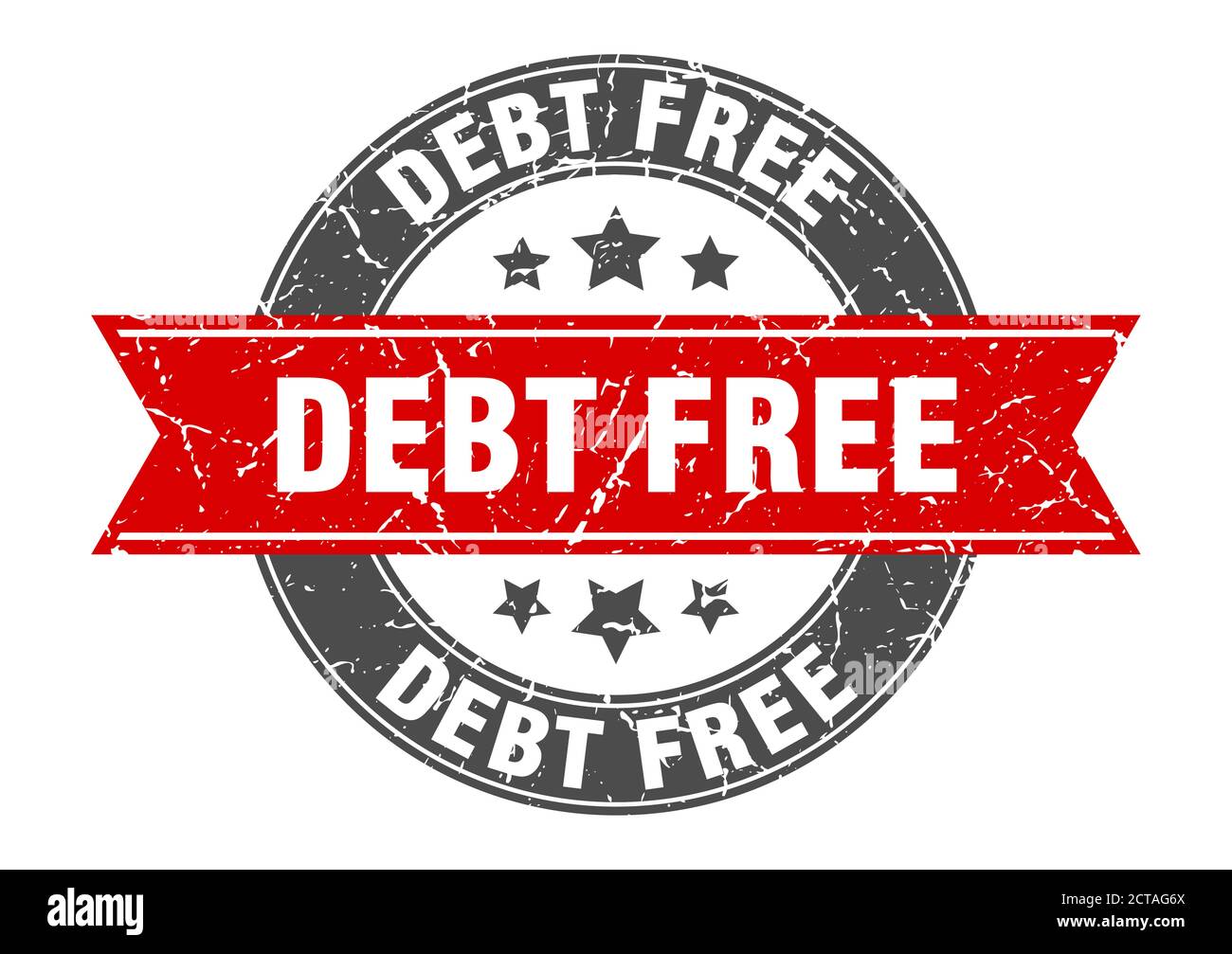 debt free round stamp with ribbon. sign. label Stock Vector Image & Art ...