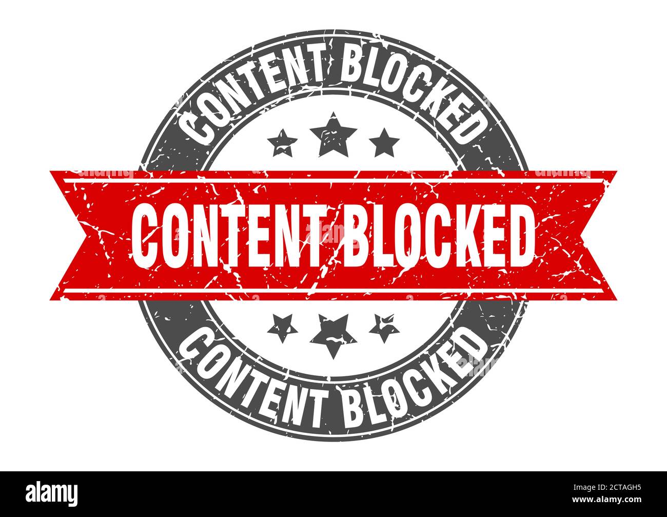 content blocked round stamp with ribbon. sign. label Stock Vector Image ...