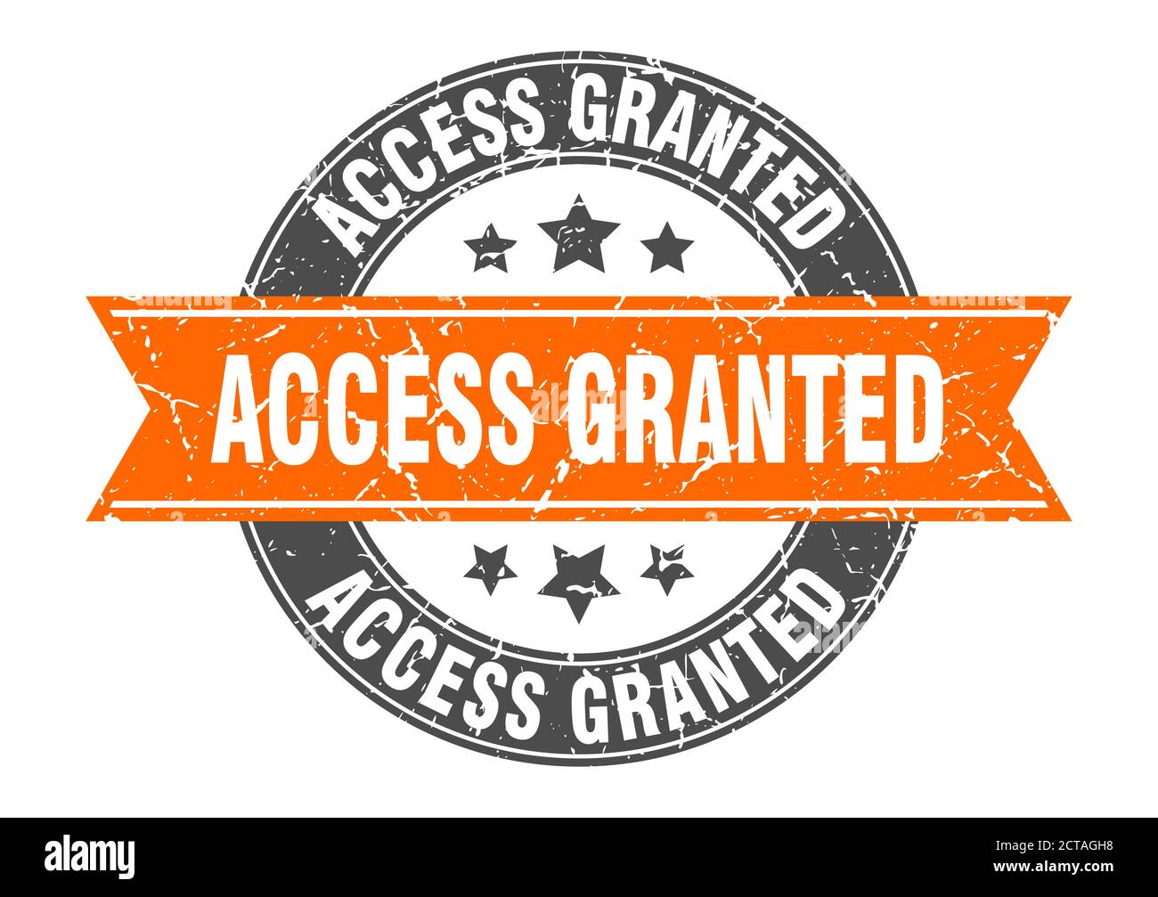 access granted round stamp with ribbon. sign. label Stock Vector Image ...