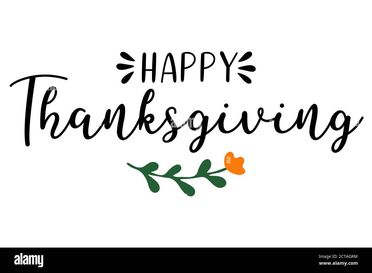 Hand drawn Happy Thanksgiving quote as logo for postcard, autumn icon ...