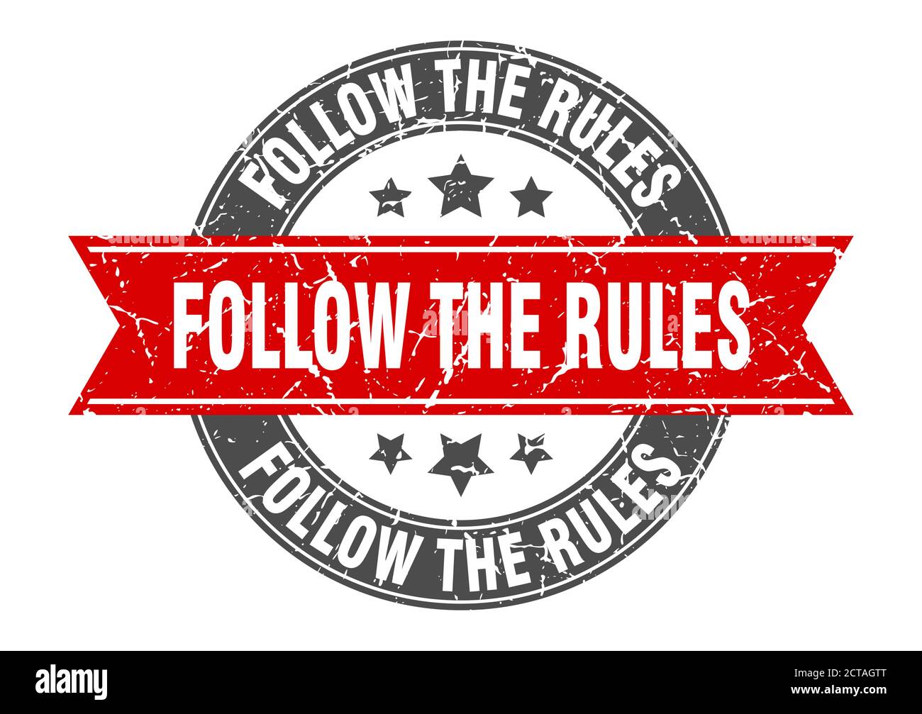 follow the rules round stamp with ribbon. sign. label Stock Vector ...