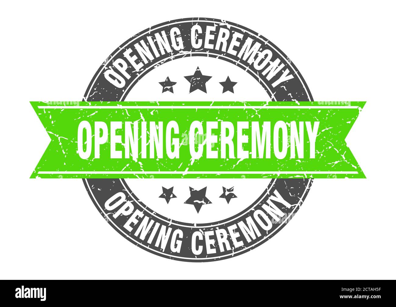 opening ceremony round stamp with ribbon. sign. label Stock Vector ...